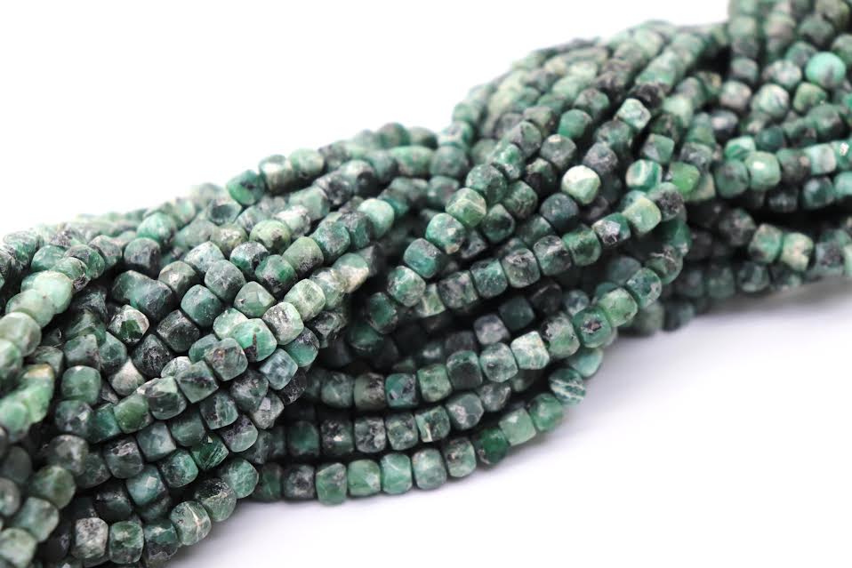 Natural Semi Precious Stones Faceted Cube 4mm Beads
