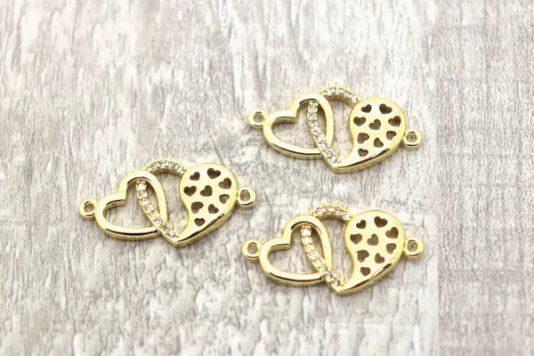 Double Heart Connector – Beads And Wires