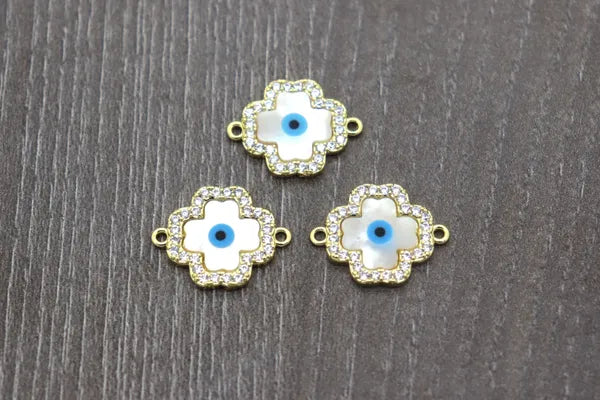Clover Evil Eye Connector – Beads And Wires